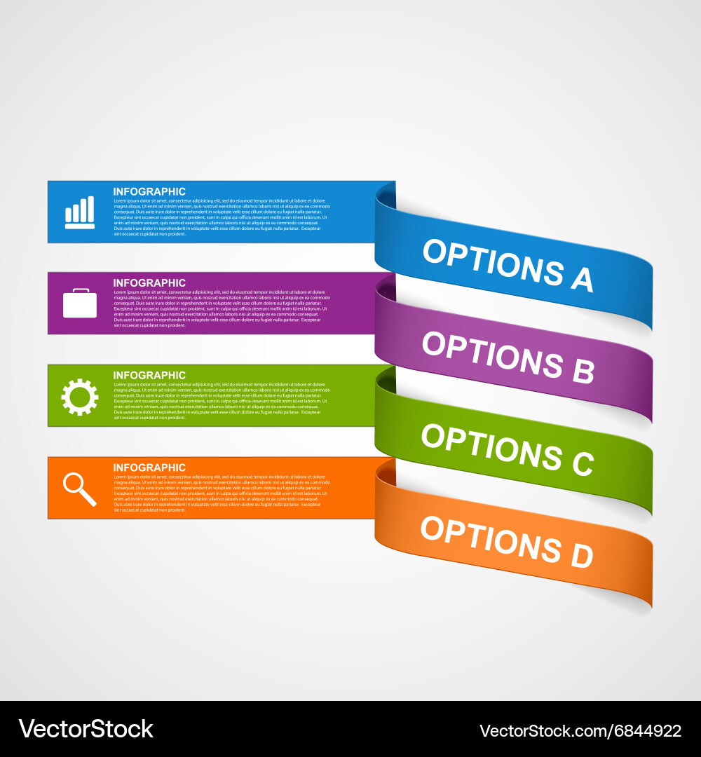 Abstract colorful 3d ribbons infographic design Vector Image