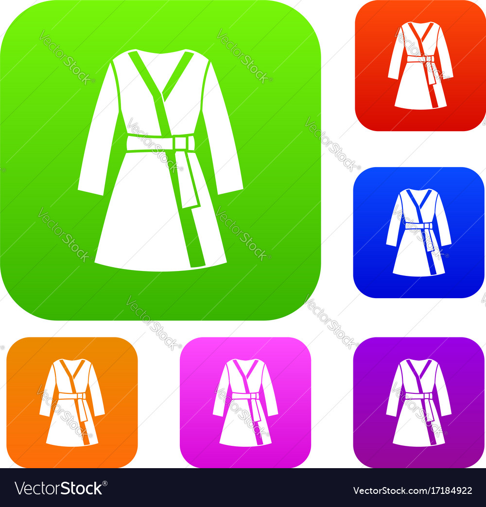 Bathrobe set collection Royalty Free Vector Image