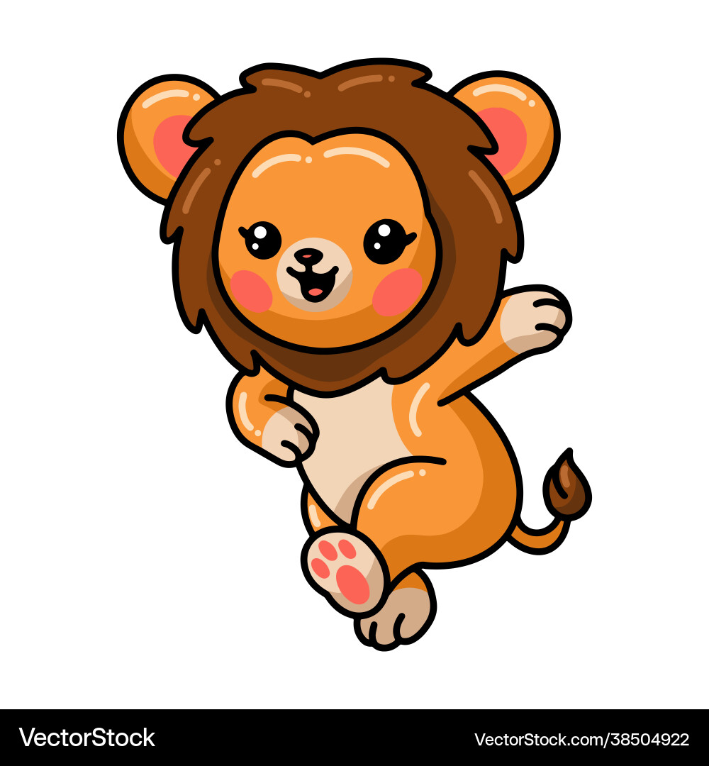 Cute little lion cartoon posing Royalty Free Vector Image
