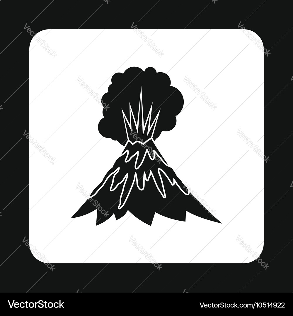 Eruption of volcano icon simple style Royalty Free Vector