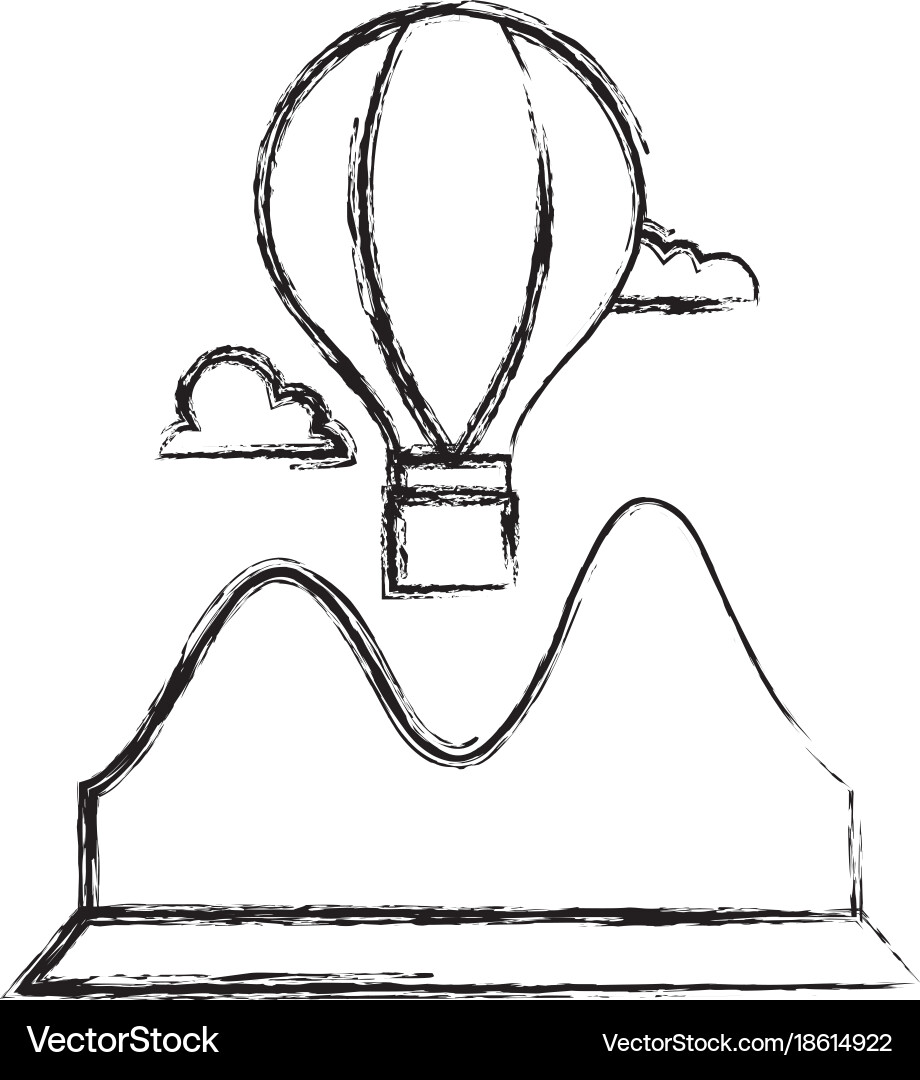 Figure air balloon fly design with mountains Vector Image