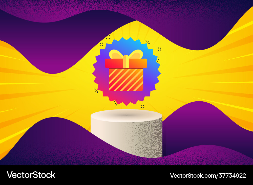 Gift box banner discount sale sticker Royalty Free Vector