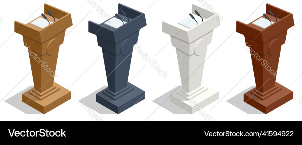 Isometric podium tribune rostrum stands Royalty Free Vector