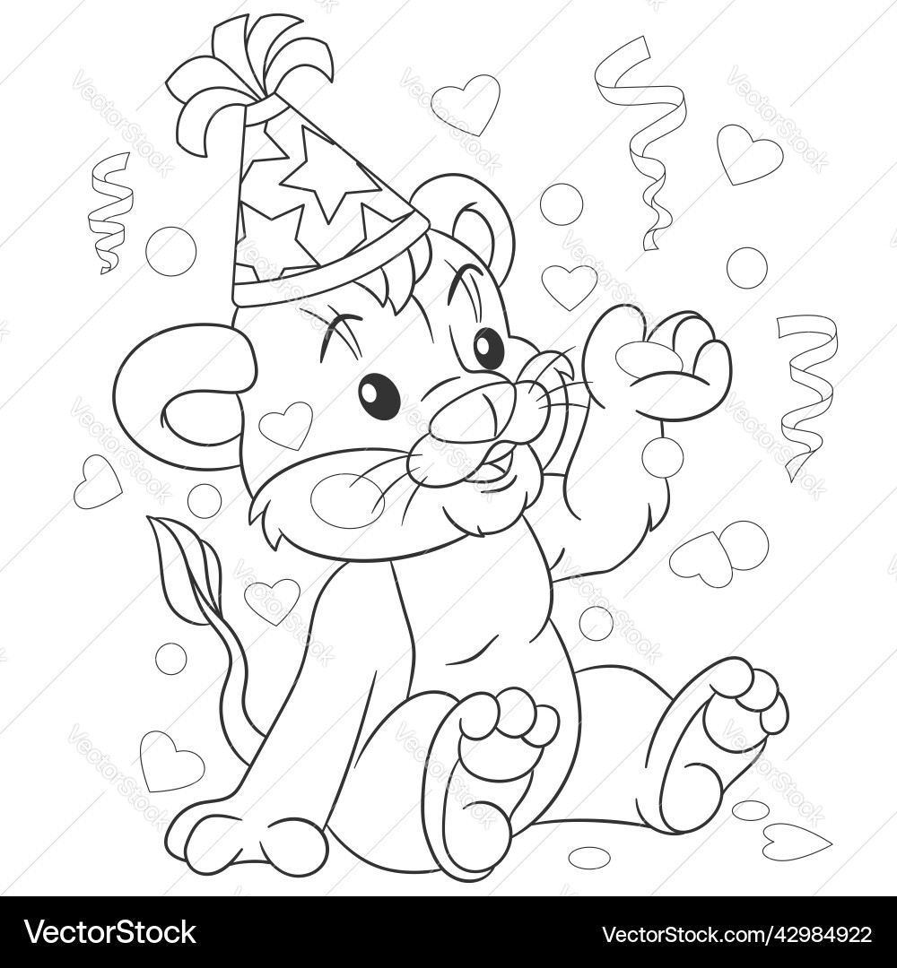 Lion coloring book page for kids Royalty Free Vector Image