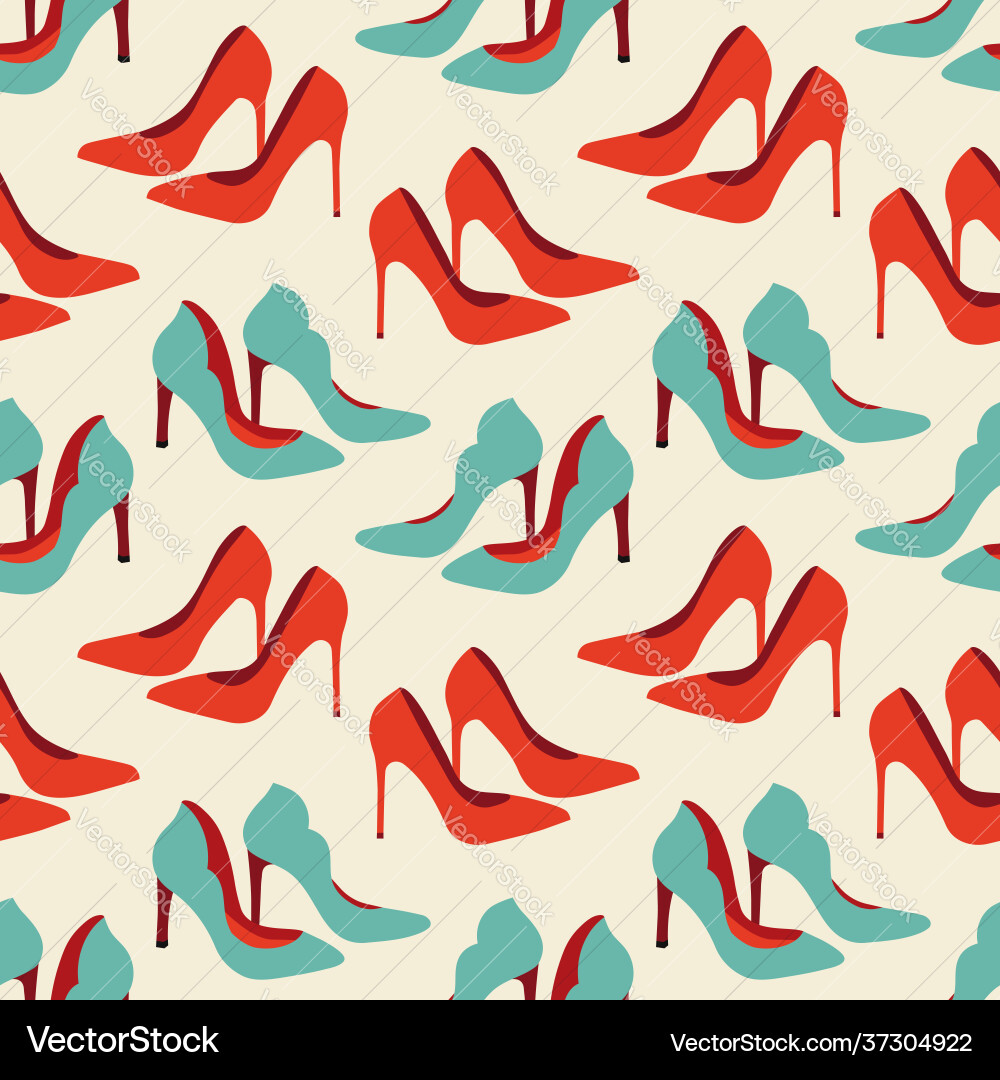Seamless pattern with fashionable shoes handdrawn Vector Image
