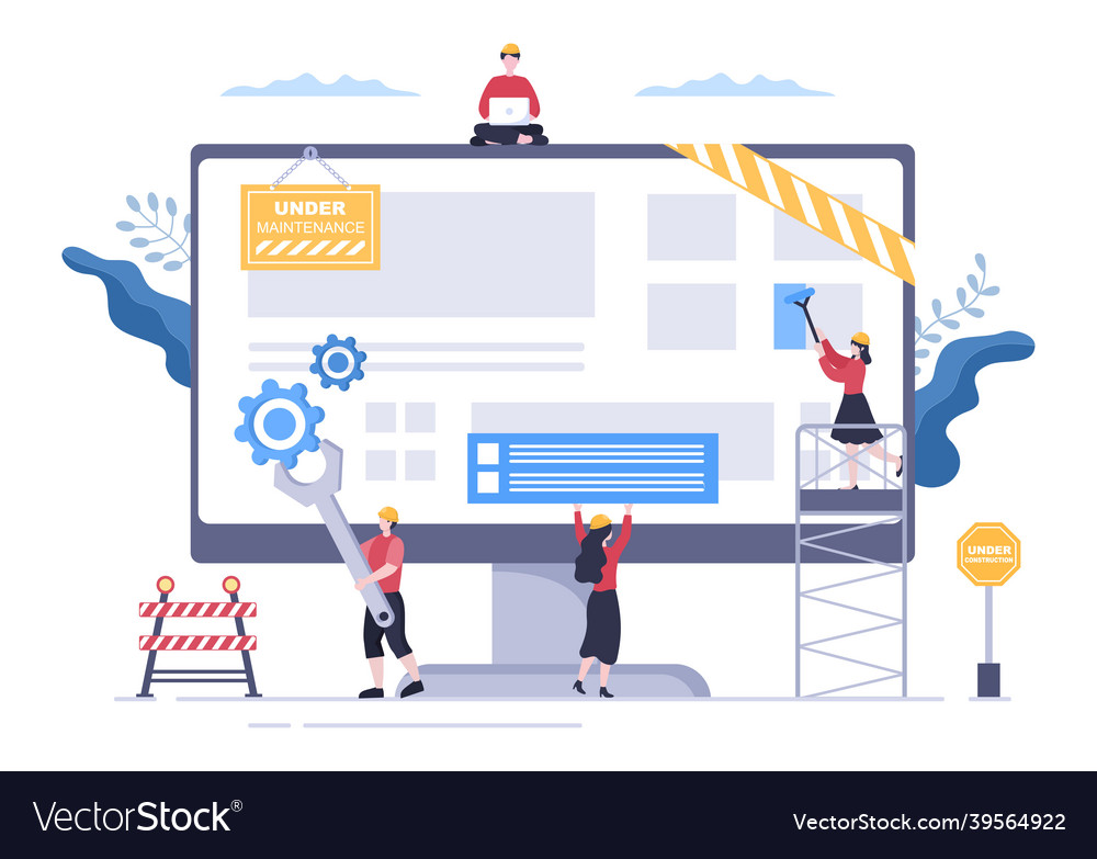 Software system under maintenance error website Vector Image