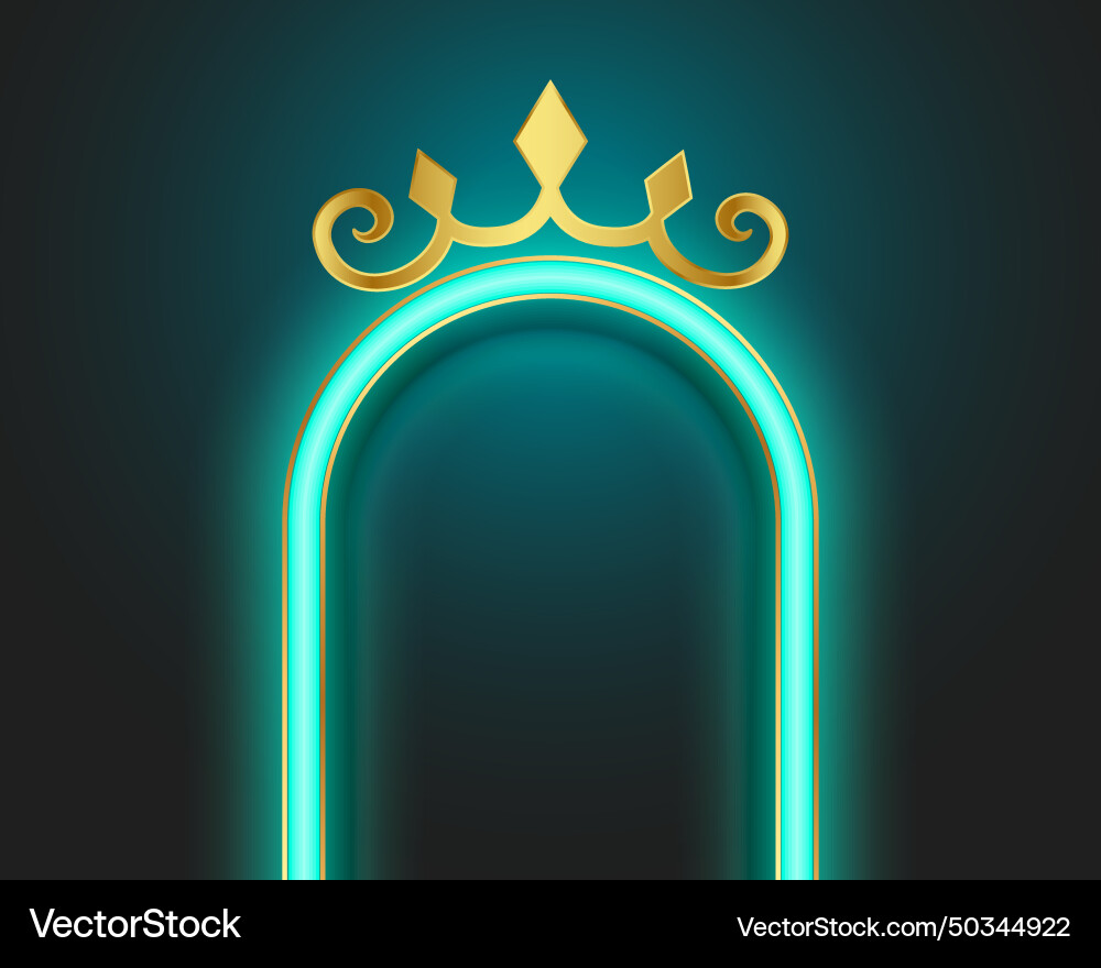 Stylish golden crown background with glowing neon Vector Image