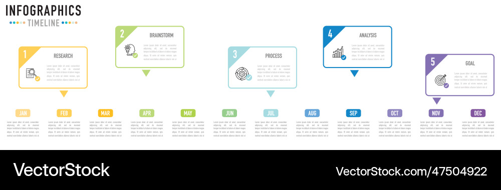 Timeline 12 months infographic for business Vector Image