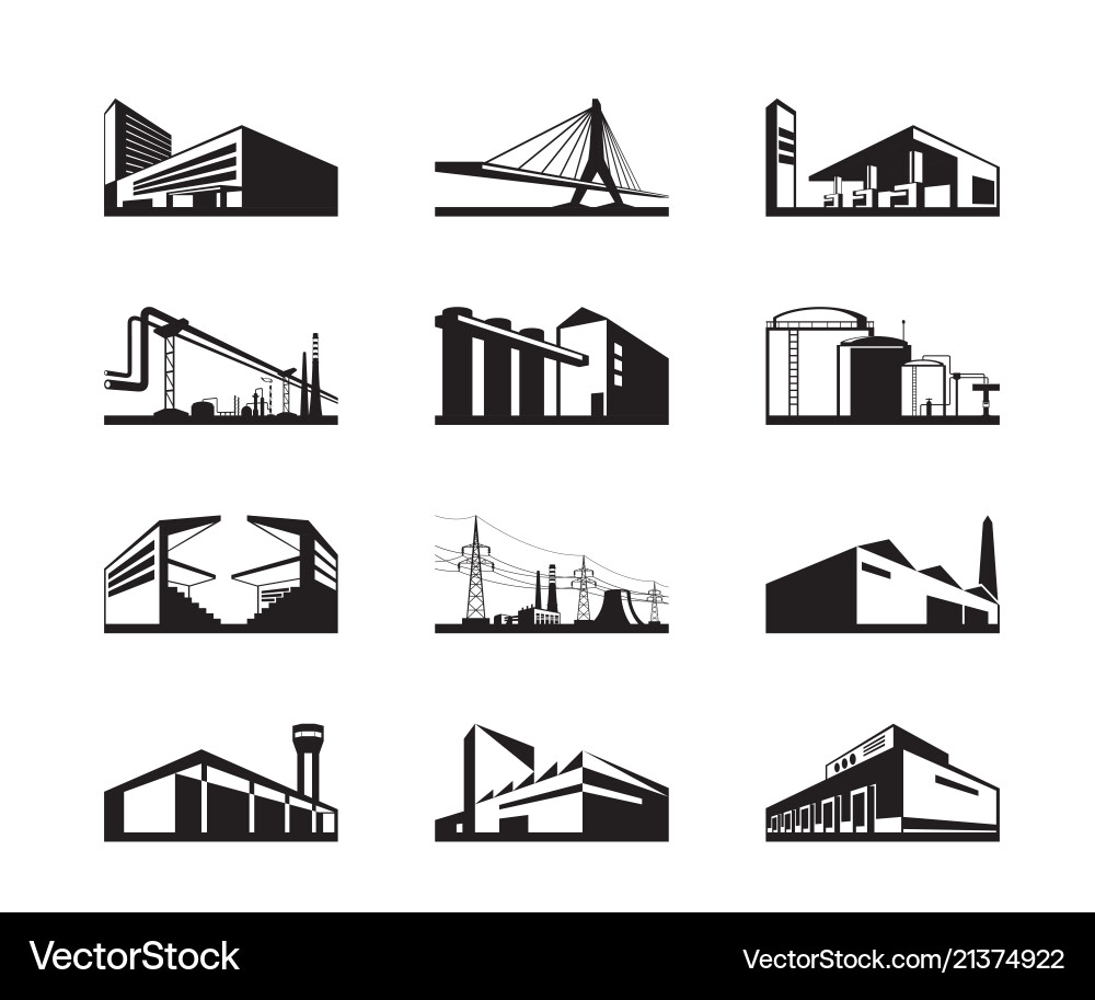 Various types industrial construction Royalty Free Vector