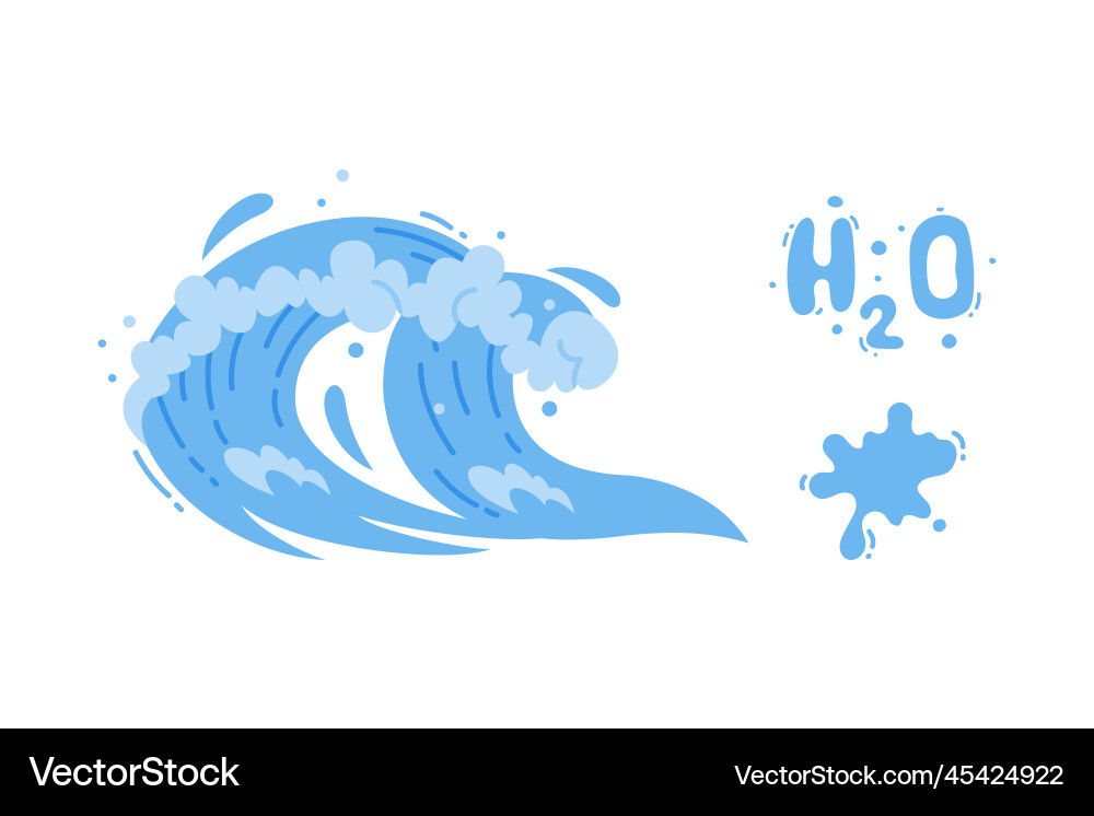 Wave water splash with foam and curve droplet Vector Image