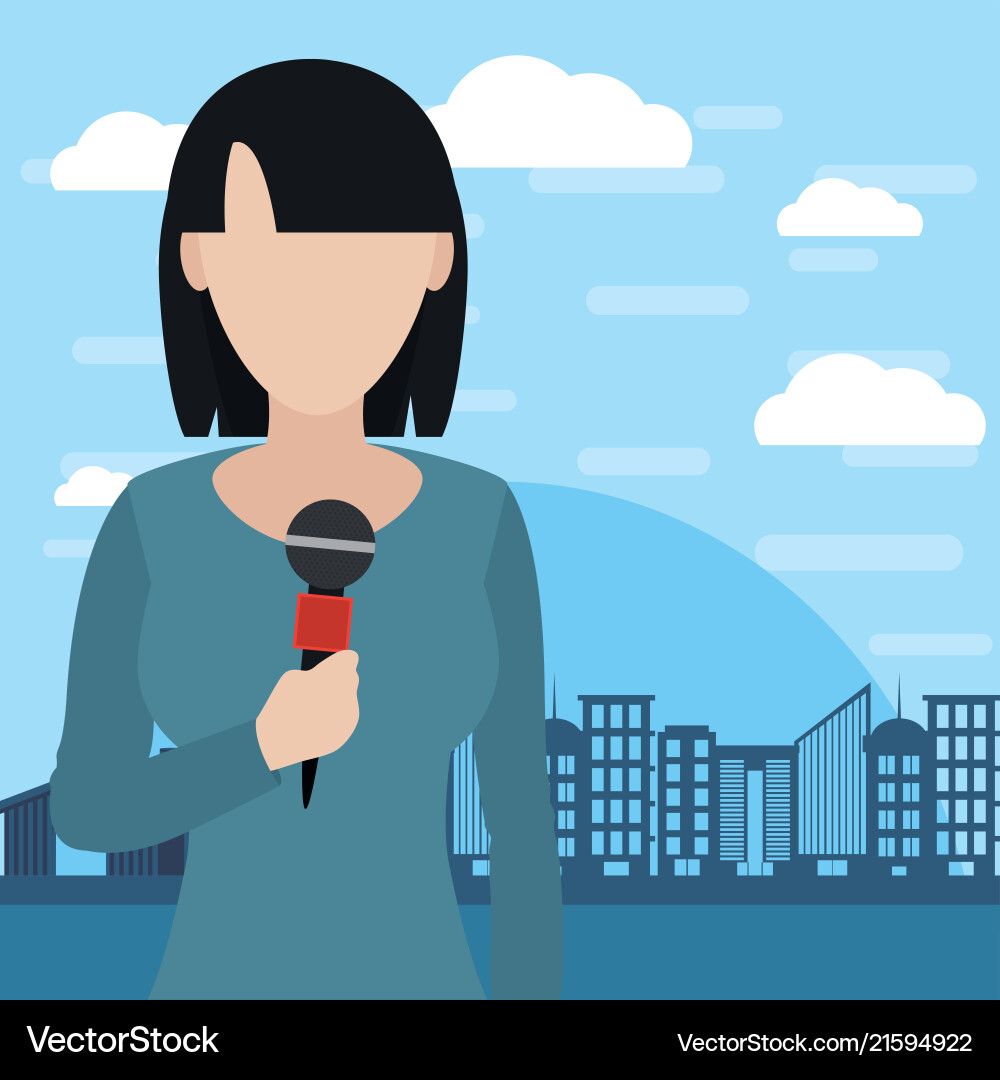 Woman journalist reporter Royalty Free Vector Image