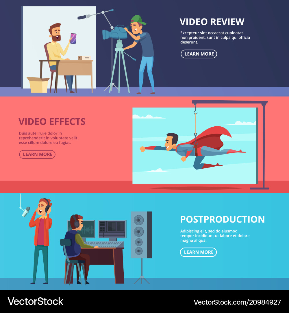 Banners set with movie production Royalty Free Vector Image