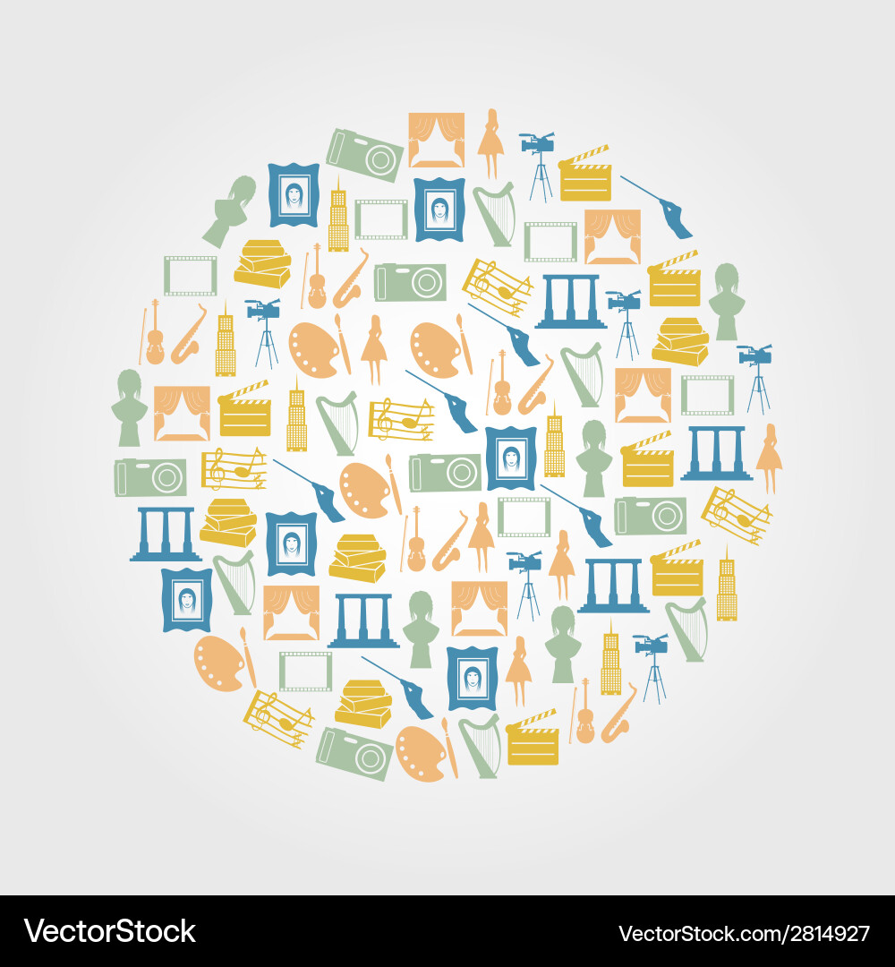 Colorful art icons in circle eps10 Royalty Free Vector Image
