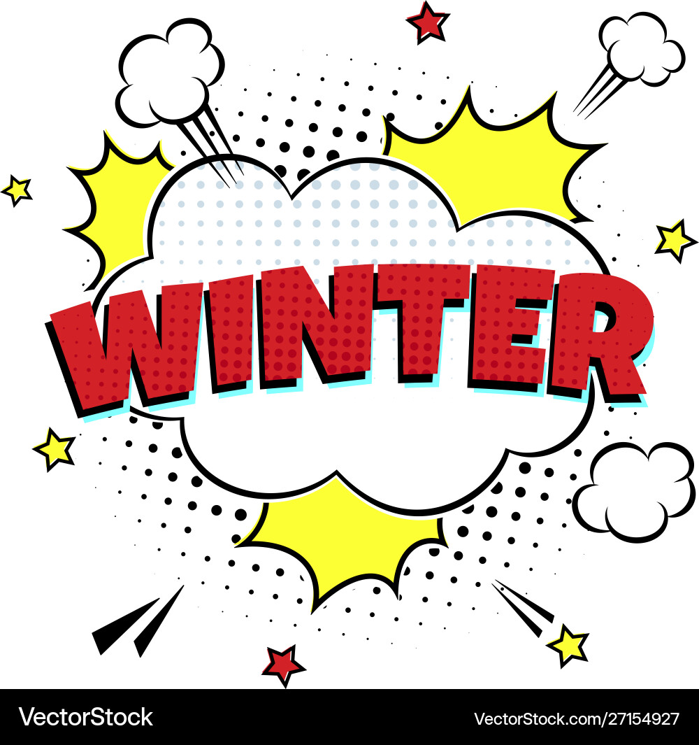 Comic lettering winter in the speech bubbles Vector Image