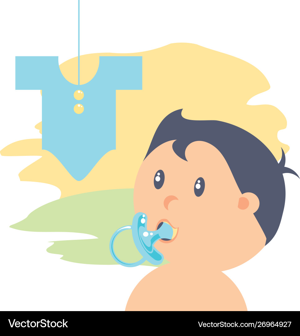 Cute baby boy with pacifier and clothes Royalty Free Vector