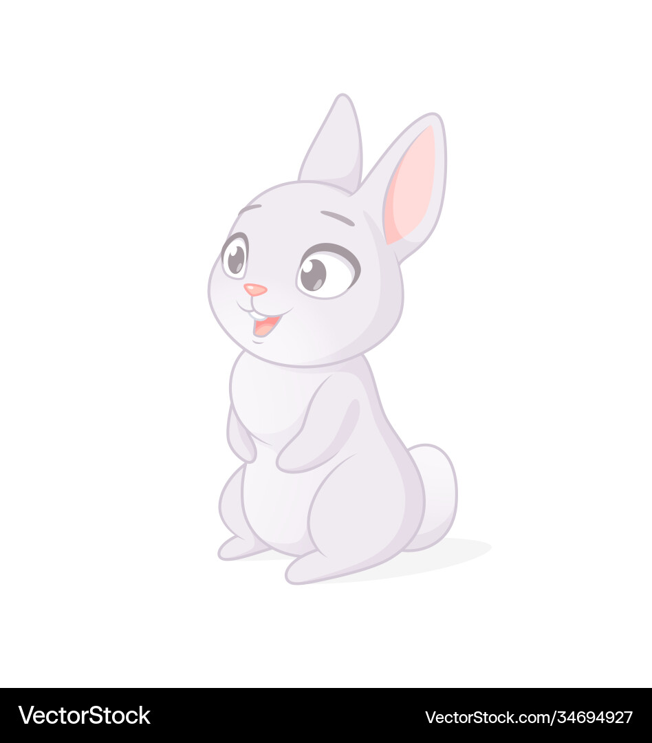 Cute bunny cartoon character on white background Vector Image