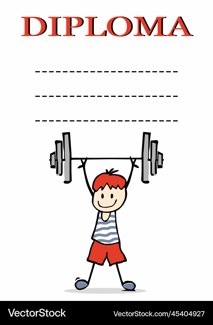 Diploma - weight lifter boy ve Royalty Free Vector Image