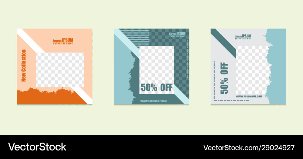 Editable social media post templates Royalty Free Vector