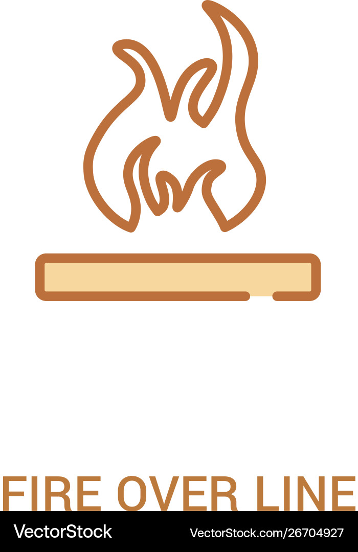 Fire over line concept 2 colored icon simple line Vector Image
