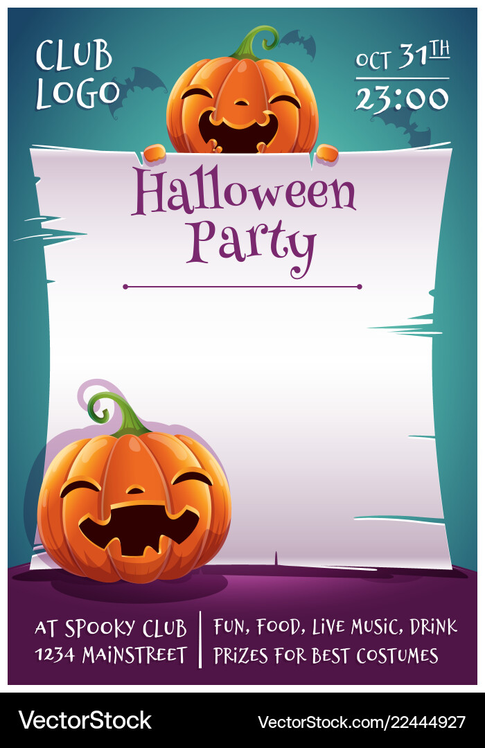 Happy halloween editable poster with smiling Vector Image