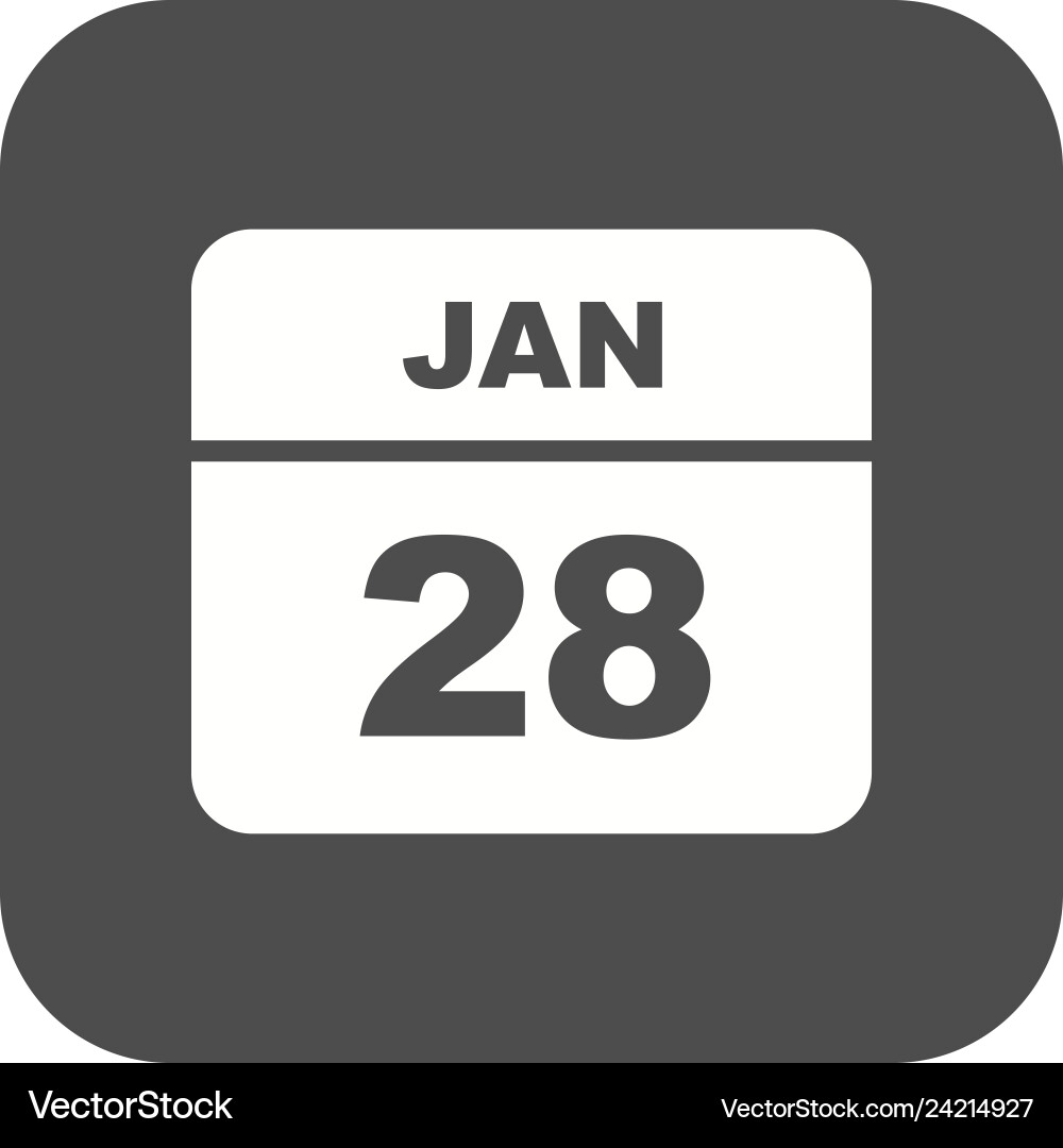 January 28th date on a single day calendar Vector Image