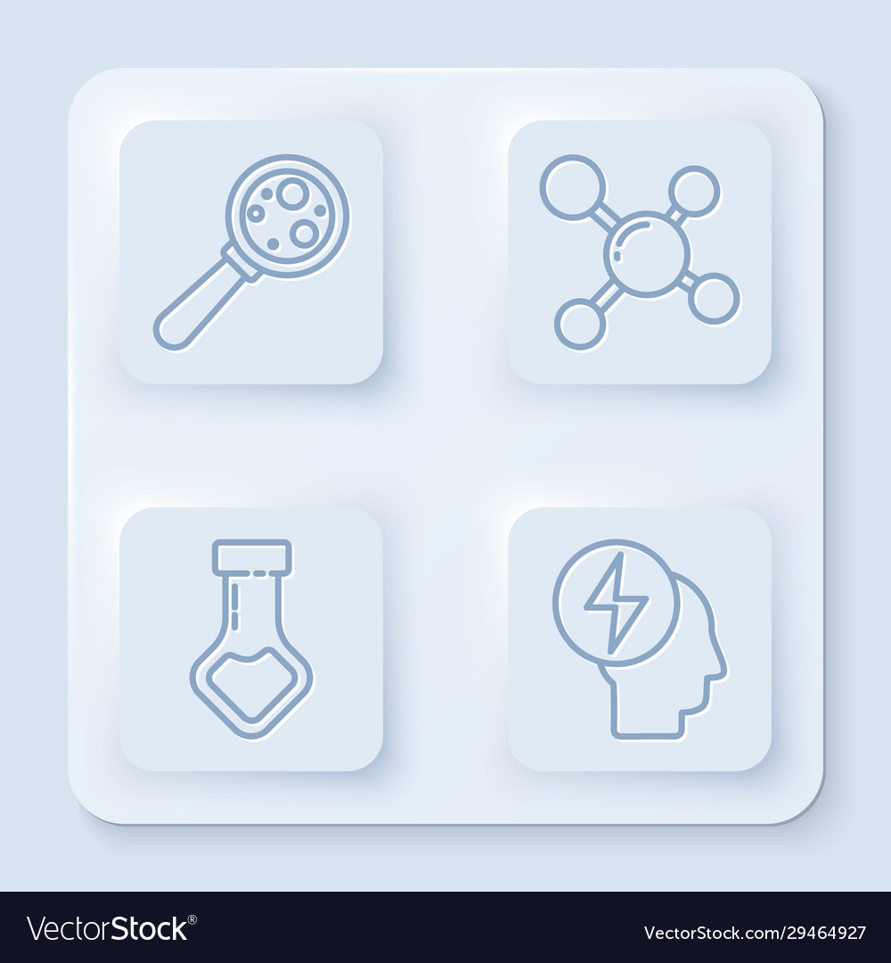 Set line microorganisms under magnifier molecule Vector Image Set line microorganisms under magnifier molecule Vector Image
