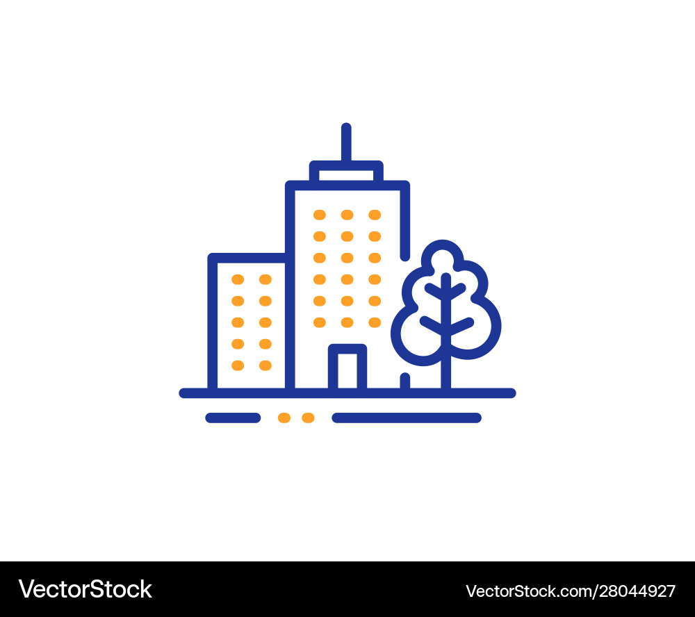 Skyscraper buildings line icon city architecture Vector Image