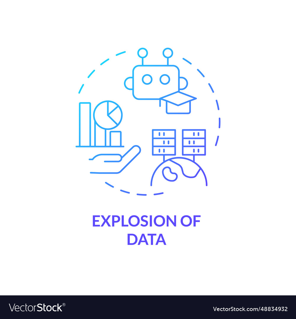2d Gradient Thin Linear Icon Explosion Of Data Vector Image