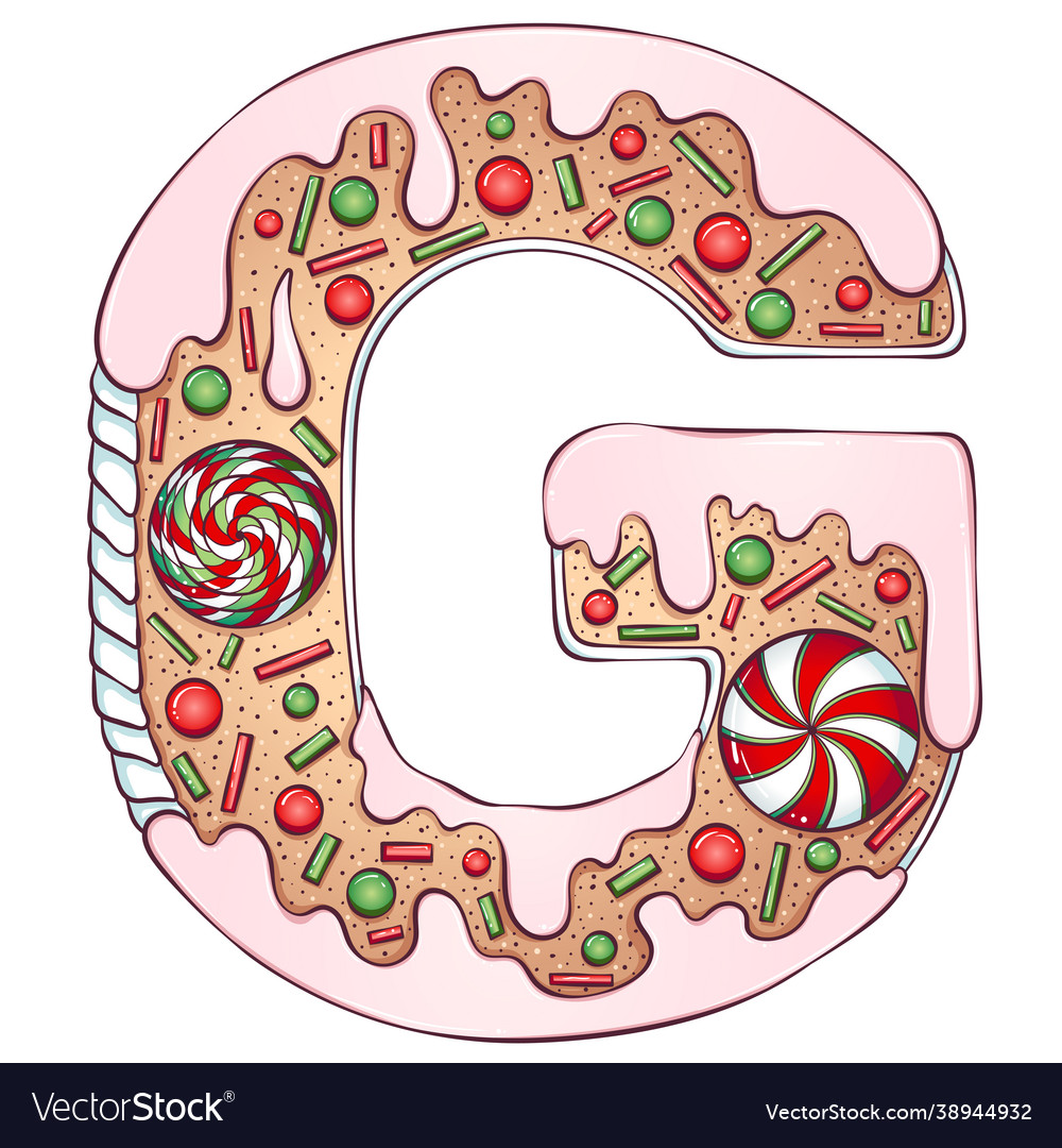 Alphabet gingerbread letter g Royalty Free Vector Image