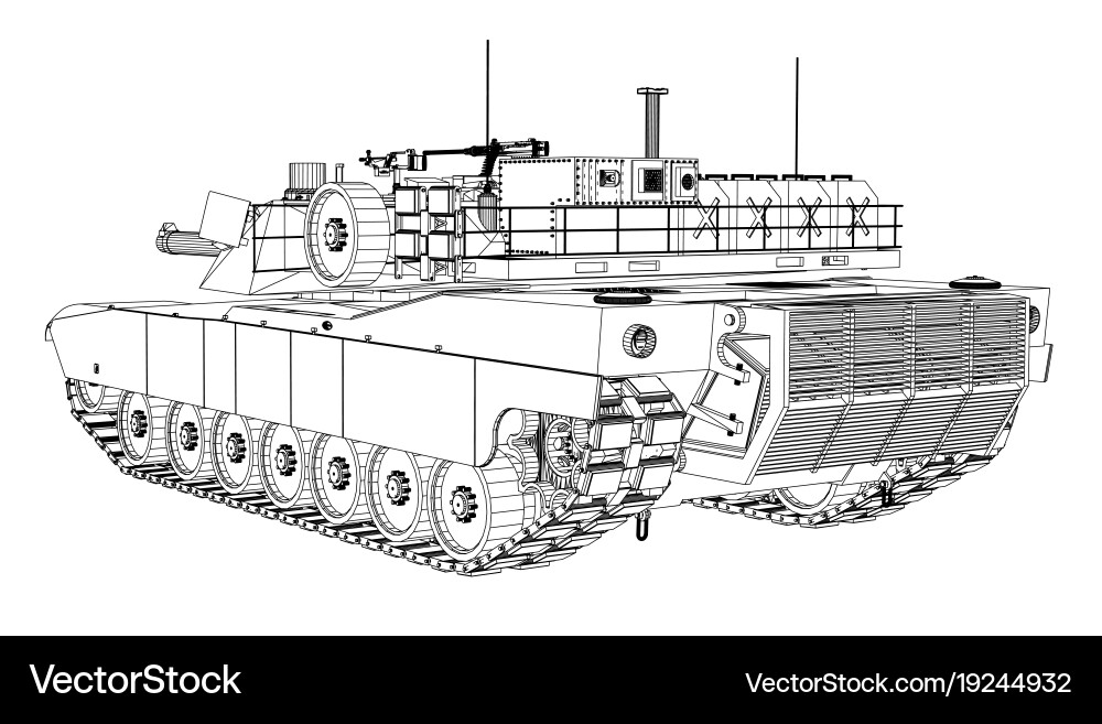 Blueprint of realistic tank Royalty Free Vector Image
