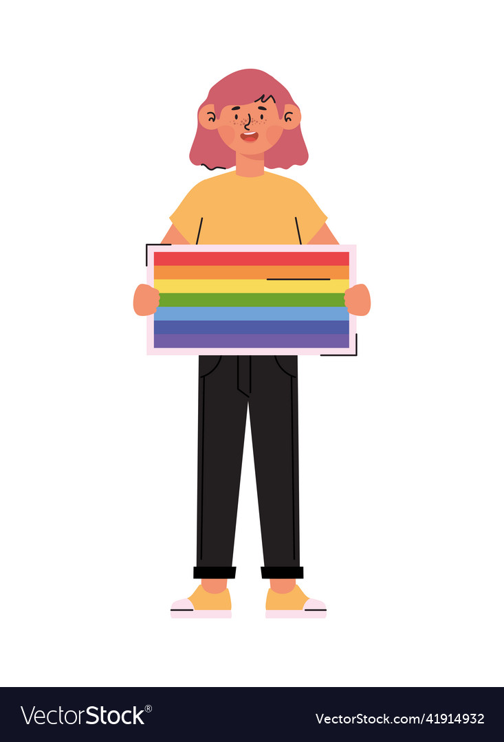 Character with pride flag Royalty Free Vector Image