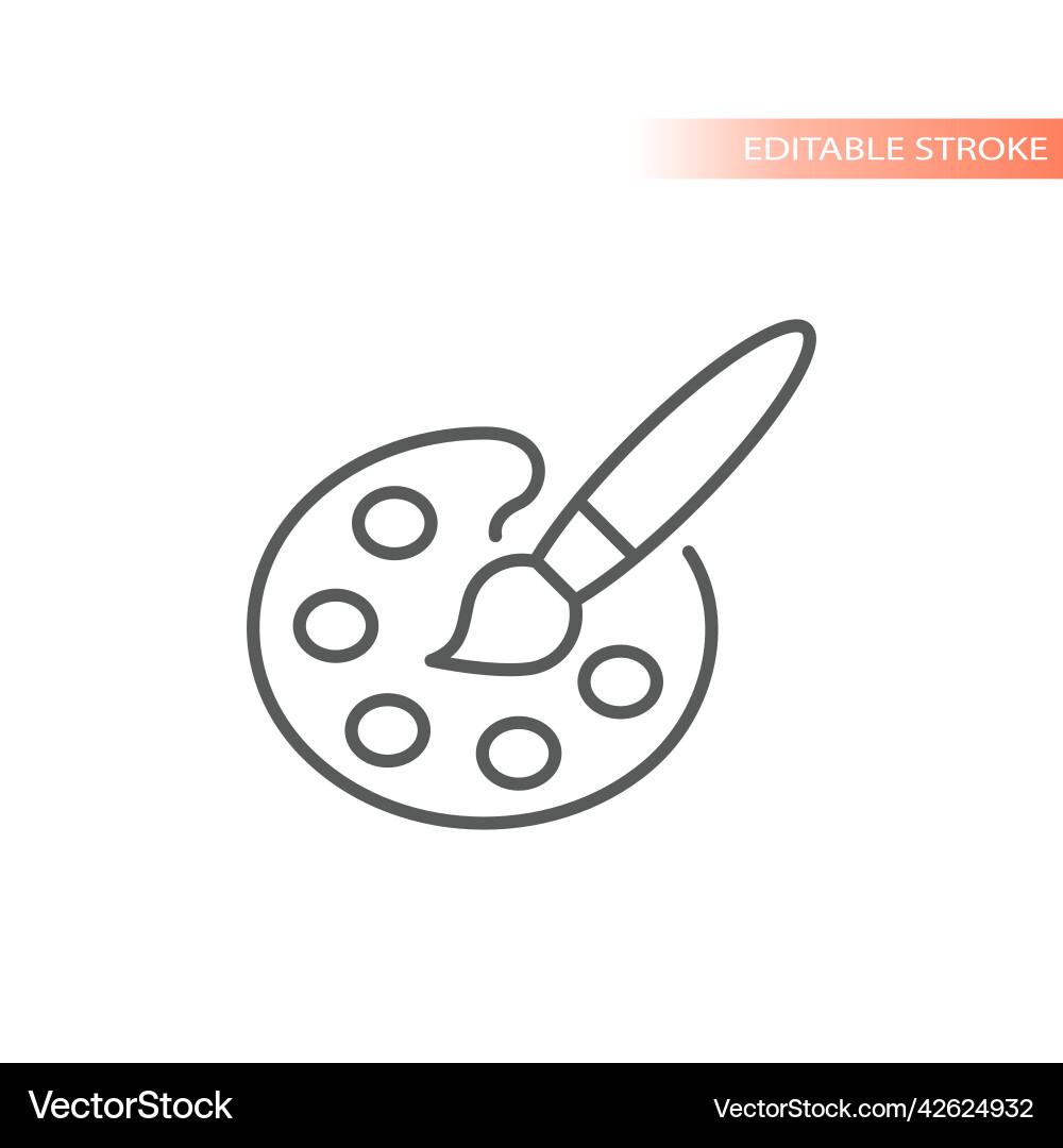 Color palette and paintbrush line icon Royalty Free Vector