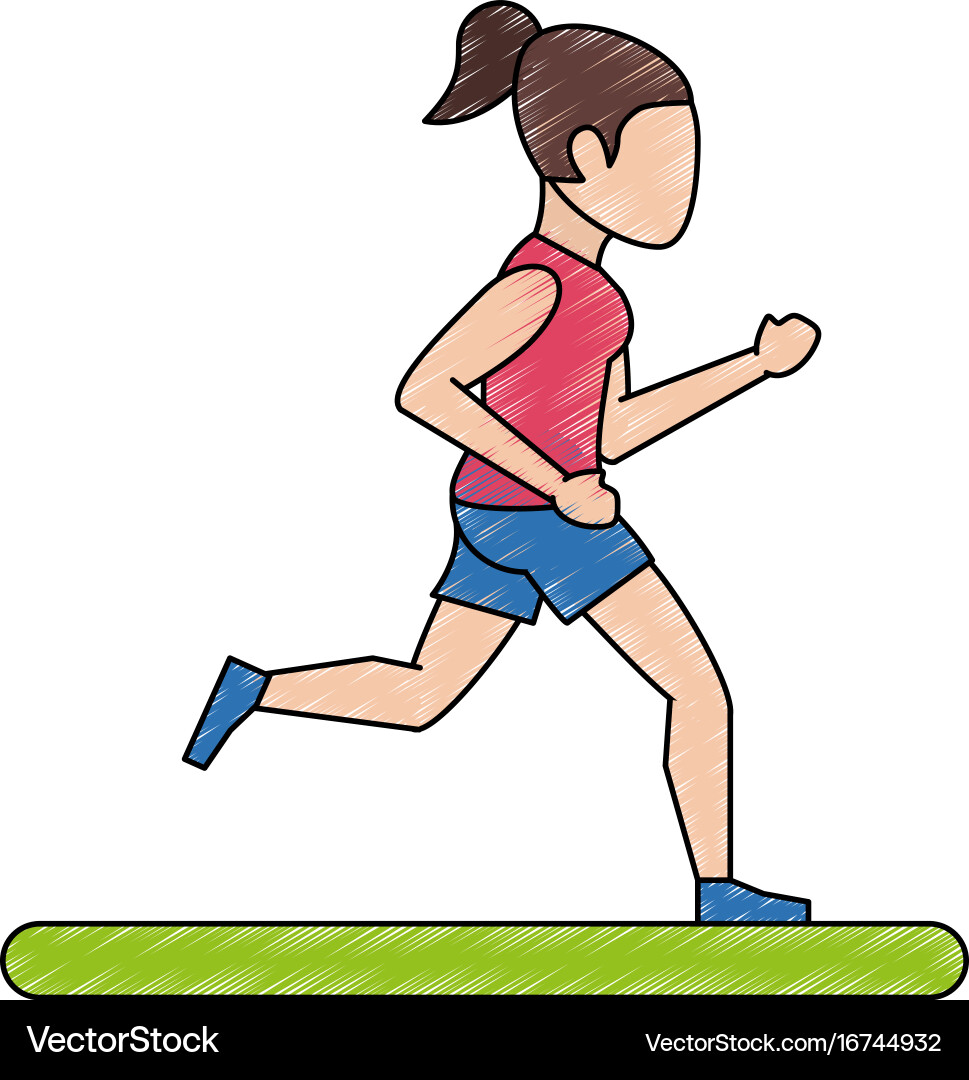 Colorful running woman doodle over white Vector Image