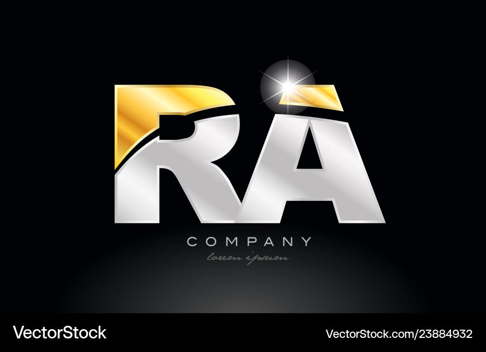 Combination letter ra r a alphabet with gold Vector Image