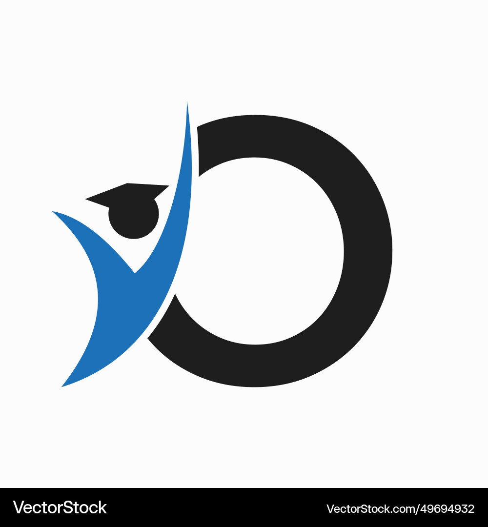 Education logo on letter o with graduation hat Vector Image