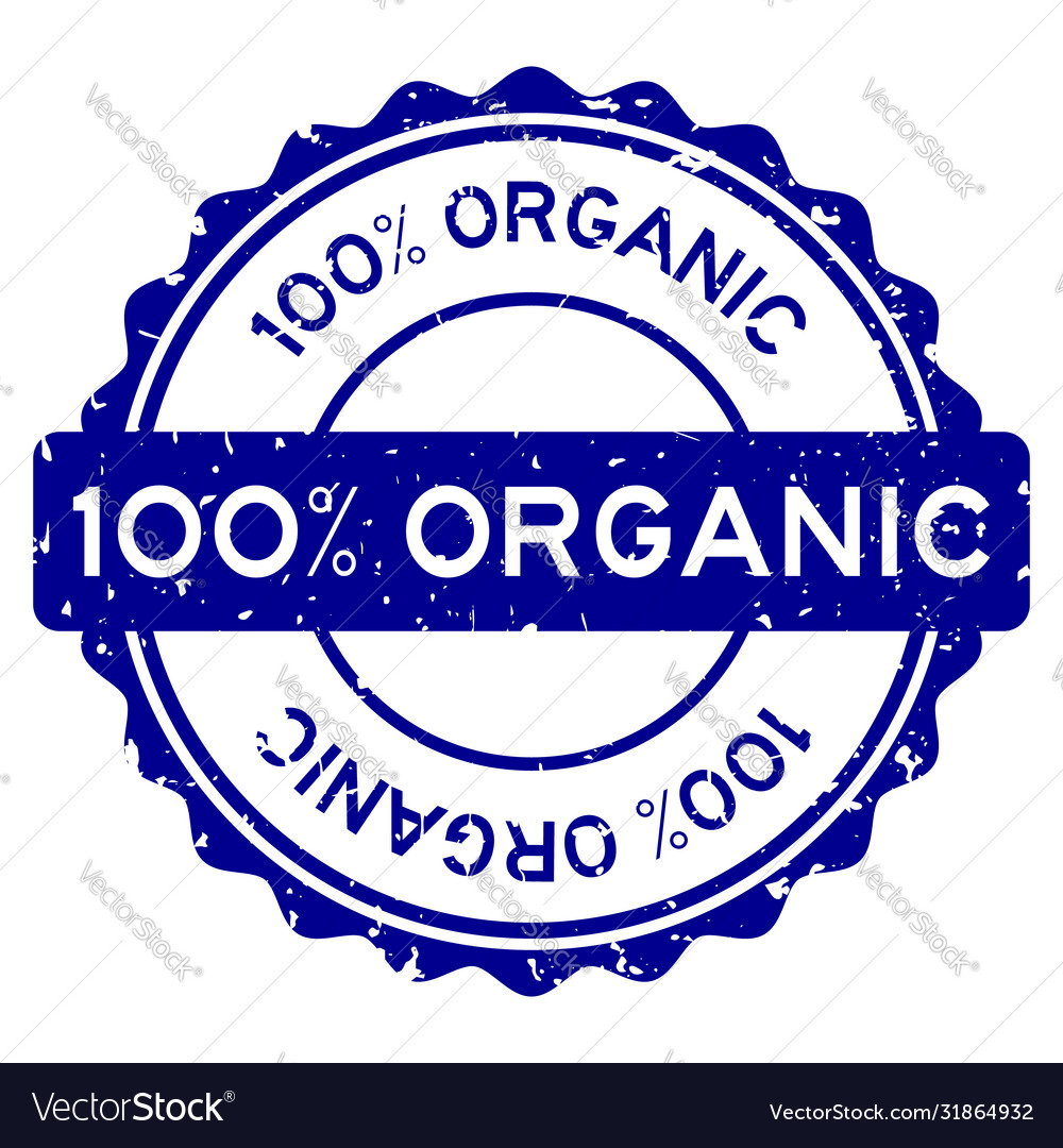 Grunge Blue 100 Percent Organic Word Round Rubber Vector Image grunge-blue-100-percent-organic-word-round-rubber-vector-image
