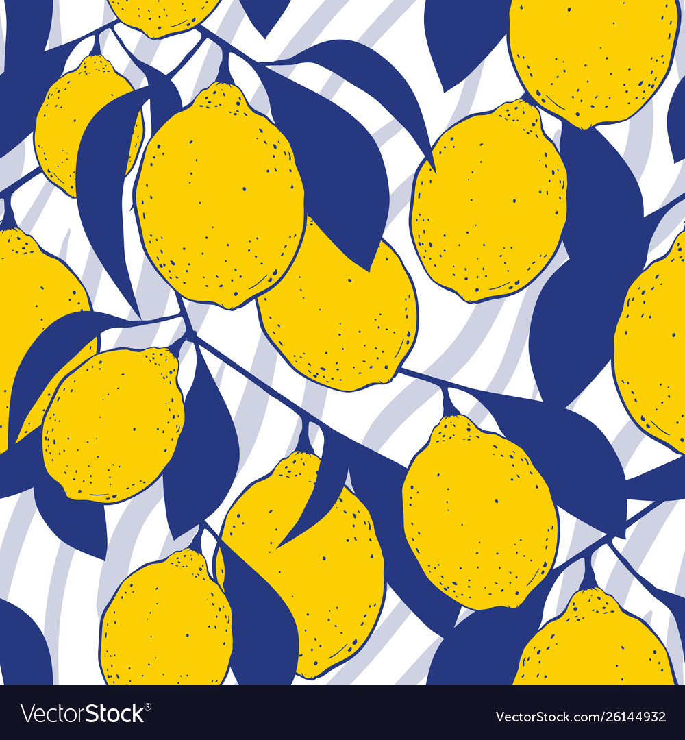 Lemons seamless pattern Royalty Free Vector Image