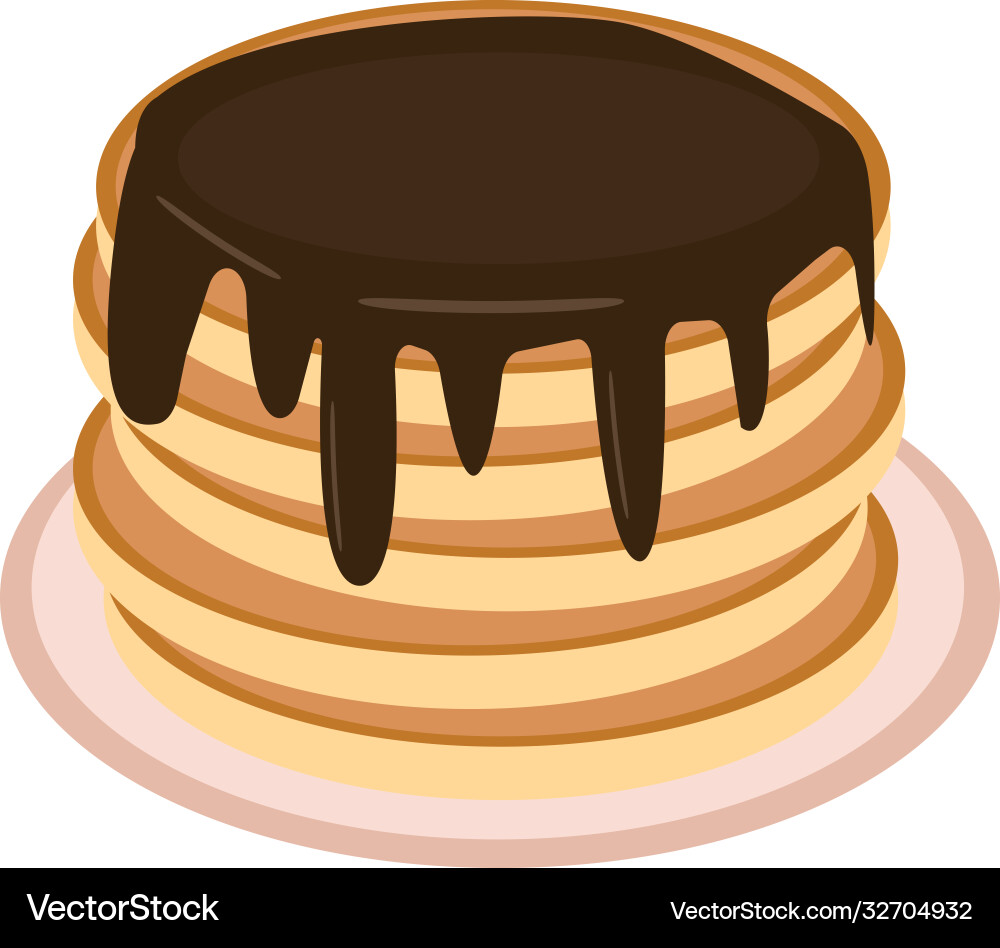 Pancake with chocolate and blueberries on a plate Vector Image