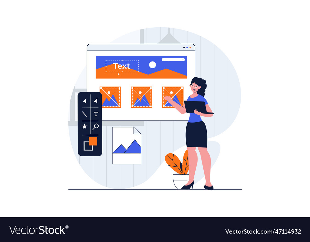 Web development concept with character scene Vector Image