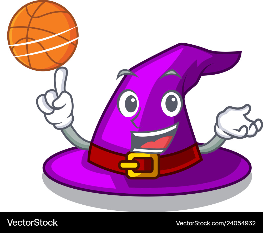 With basketball hat in the shape mascot Royalty Free Vector