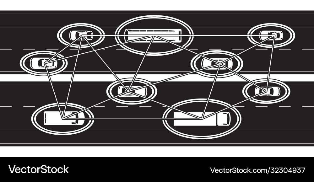 5g connected cars on highway Royalty Free Vector Image