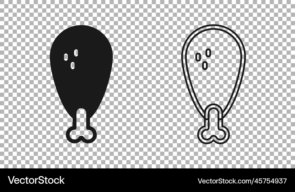 Black chicken leg icon isolated on transparent Vector Image