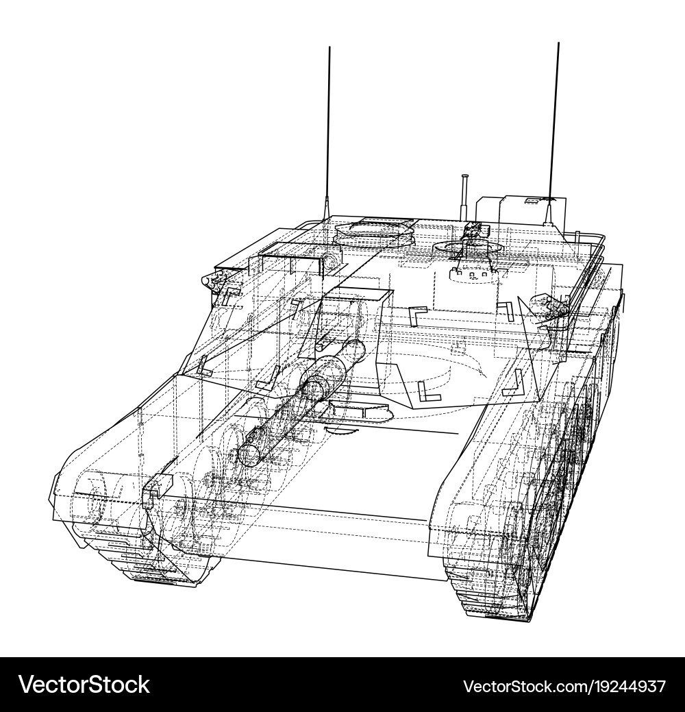 Blueprint of realistic tank Royalty Free Vector Image
