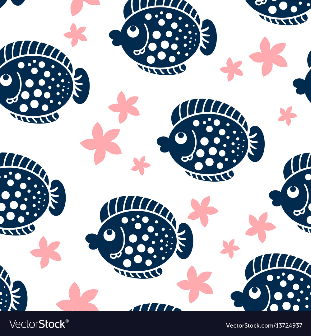 Cartoon fish pattern Royalty Free Vector Image