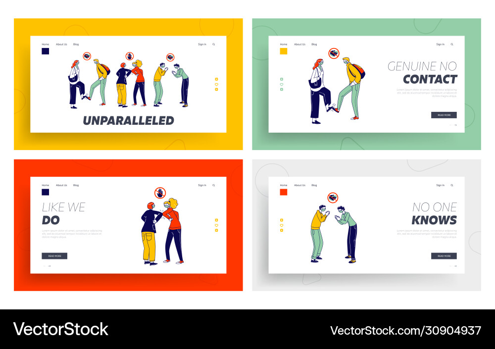 Characters greeting each other with feet and Vector Image