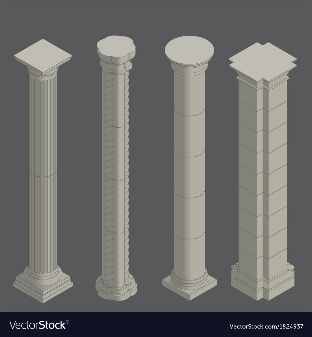 Classical columns isometric Royalty Free Vector Image