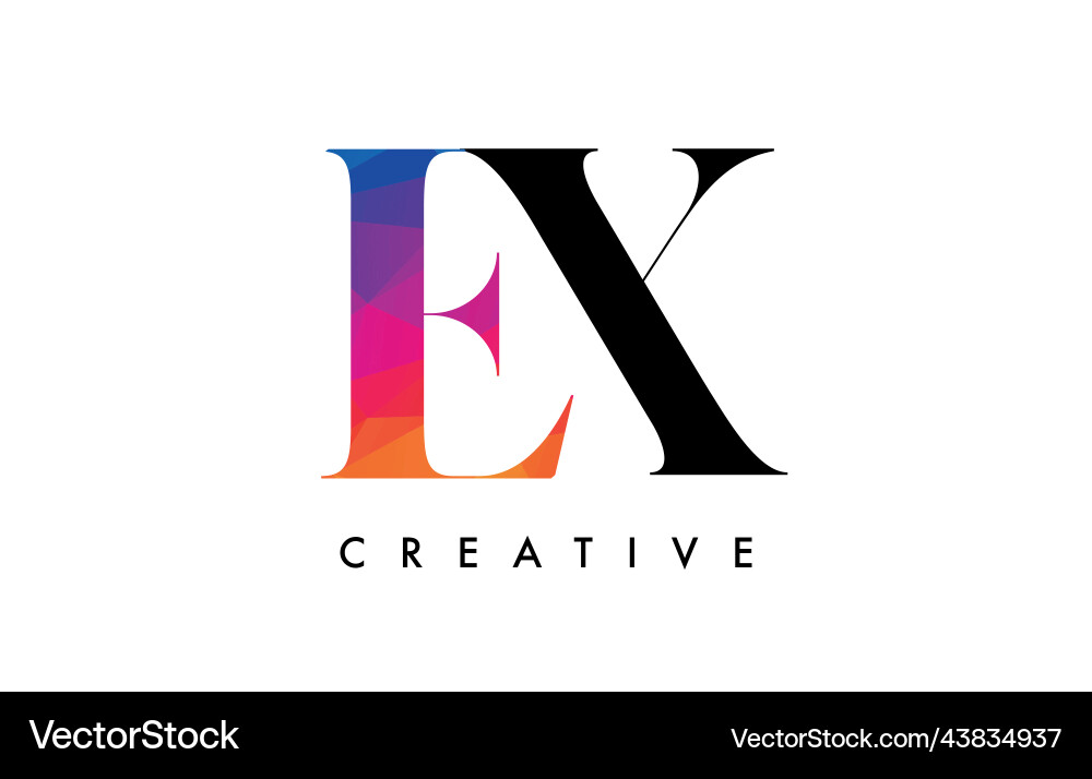 Ex letter design with creative cut and colorful Vector Image