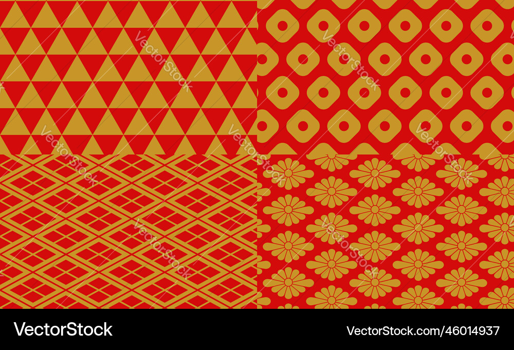Golden and red japanese pattern scale kanoko Vector Image