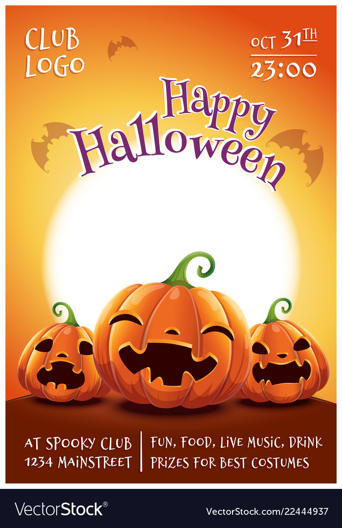 Happy halloween editable poster with smiling Vector Image