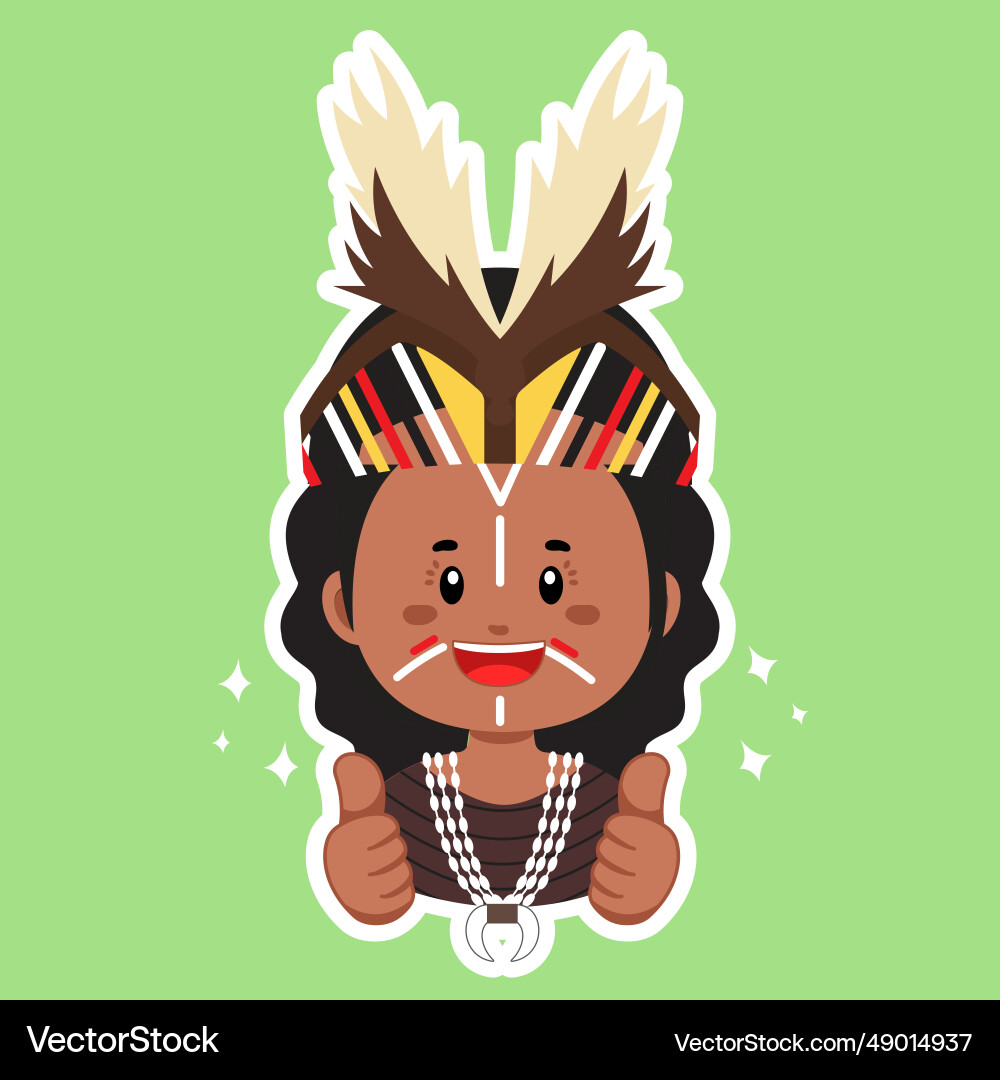 Happy papua indonesian character sticker Vector Image